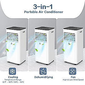 8,000 BTU Portable Air Conditioners, Portable AC With Remote for Room to 300 sq.ft  3 in 1 Air Conditioner With Dehumidification/Air Circulation/Timer And Window Kit