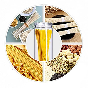 Set of 6pcs Tall Pasta Storage Container with Lid, Food Storage Jar Kitchen Canister for Spaghetti Pasta and Dry Goods 2.1"Diameter x 11.8"Height