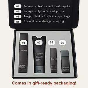 Limited Edition Men's Skincare Gift Set, Cardon Anti-Aging Korean Skincare Routine, Cactus-based, All Skin Types, Face Wash, Face Moisturizer with Sunscreen, SPF 30, Night Lotion, Eye Cream (4 CT)