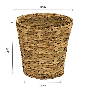 Household Essentials Woven Water Hyacinth Wicker Waste Basket, Natural