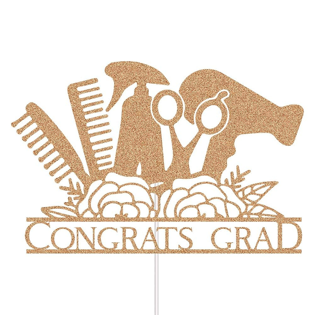 Glitter Barber Congrats Grad Cake Topper, Hairdresser Graduation Party Decorations, Barber School Graduate Cake Decor, Congrats Hairstylist Cake Toppers, Rose Gold