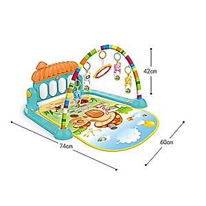 Deerbb Baby Play Mat for Infant with Music and Mirror, Newborn Piano Activity Center Toys Gym Floor Playmat for Boys Girls 3 6 Months