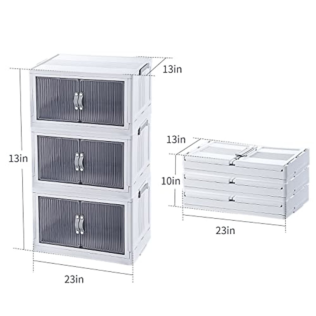 JOYBOS 3 Pack Stackable Storage Bins with Lids and Bathroom Sensor Trash Can