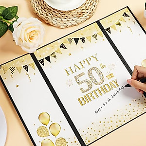 Black Gold 50th Birthday Guest Book Alternative Happy 50th Birthday Signature Certificate 50 Years Old Signature Guest Book Great 50th Birthday Gifts 50th Birthday Party Supplies for Men Women