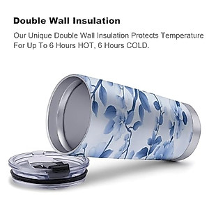 zxxpensy 20 Oz Tumbler Travel Cup Blooming Magnolia Flower Water Bottle, Stainless Steel Vacuum Insulated Coffee Mug with Straw Lid And Cleaning Brush