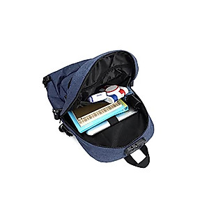 Varietyathletics 19" Laptop Backpack and Organizer Case Set USB Headset Port Anti-Theft Waterproof Travel Work School College (Navy)