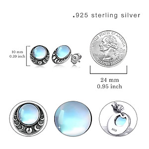 Moonstone Moon Phase Earrings 925 Sterling Silver Moon Phase Stud Earrings Moonstone Moon Jewelry Gift for Women