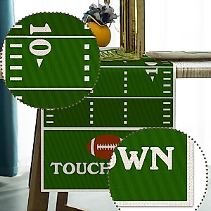 Vohado American Football Court Table Runner Touch Down Boy Sport Football Birthday Party Decorations Kitchen Dining Home Table Decor (13" x 72")