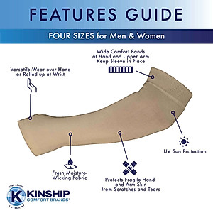 Kinship Comfort Brands Arm Sleeves Skin Protectors safe from Abrasions Bruising Thin Skin Tears & Sun | 1 Pair