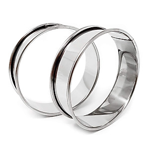 Honbay 4PCS Stainless Steel Muffin Rings Double Rolled Tart Rings Mousse Rings Mini Cake Mold Crumpet Baking Ring Mold For Kitchen Bakery (80mm/3.15")