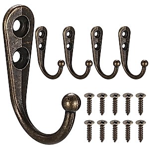 YOUYIDUN 5 Pcs Vintage Coat Hooks Wall Mounted, Heavy Duty Metal Robe Hooks, Black Retro Wall Mounted Clothes Utility Hooks with Screws for Hanging Robe Towels Bags Hats Scarf Key Clothes Coat Hooks