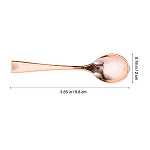 Yardwe 24pcs Disposable Plastic Mini Spoons Disposable Dessert Spoons,Gold Plastic Tasting Spoons for Desserts, Sampling, Ice-cream or Appetizers(Rose Gold)