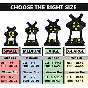 Limm Ice Snow Traction Cleats - Medium Lightweight Crampon Cleats for Walking on Snow & Ice - Portable Anti Slip Grippers Fasten Quickly & Easily Over Shoes, Boots and Other Footwear