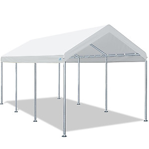 ADVANCE OUTDOOR Adjustable 10x20 ft Heavy Duty Carport Car Canopy Garage Boat Shelter Party Tent, Adjustable Peak Height from 9.5ft to 11ft, White