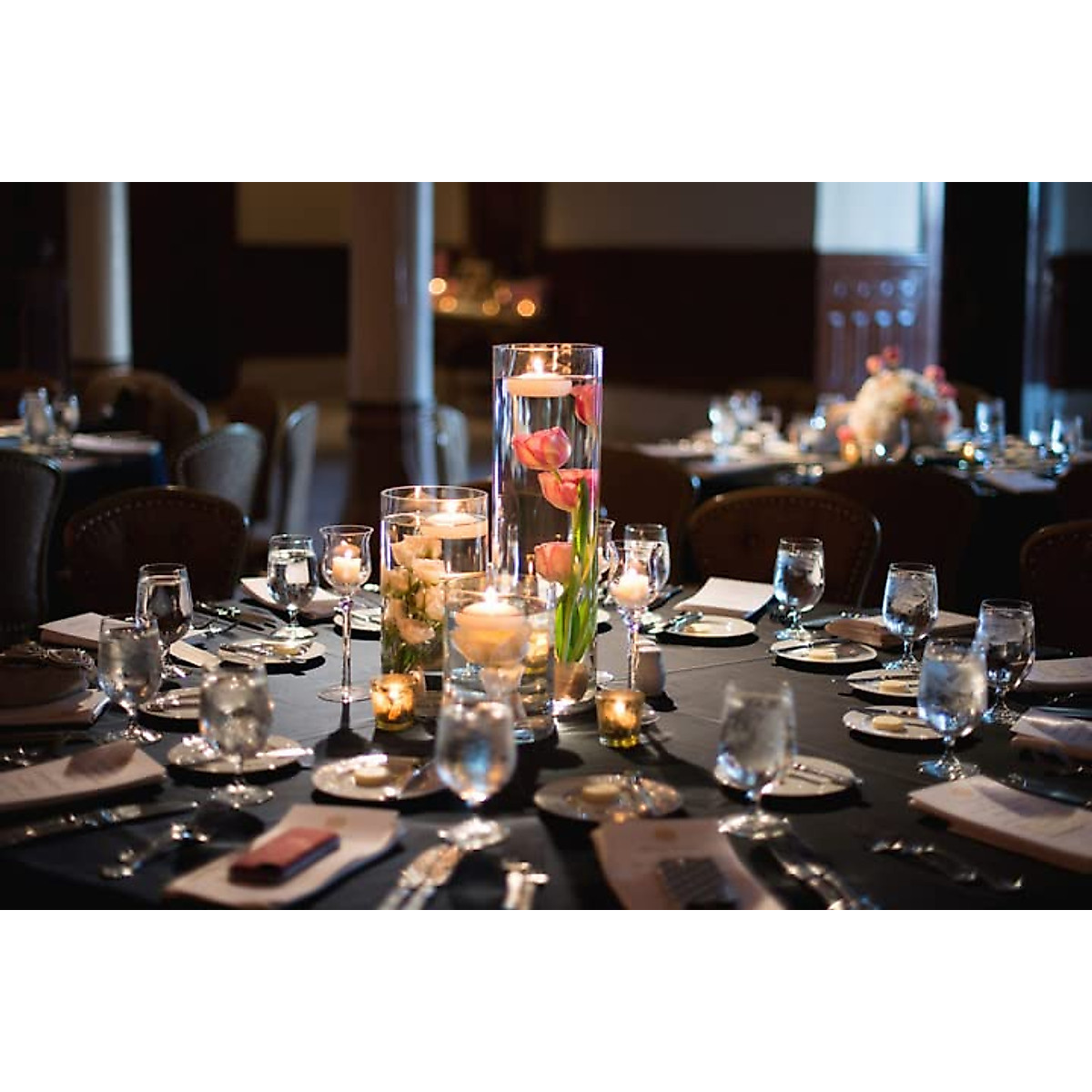 24 Pack Floating Candles, 2 Inch White Unscented Dripless Burning Candles, Simply Floating Candles, Special Events, Holiday Festivities, Party, Valentine's Day, Wedding (2 inch (24 Pack), White)