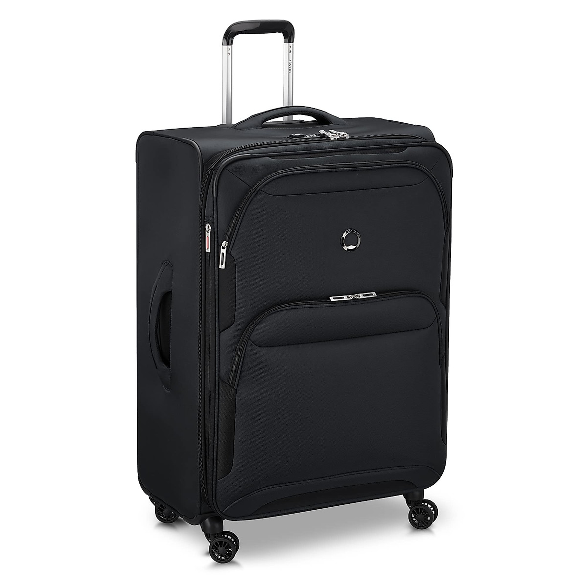 DELSEY PARIS Sky Max 2.0 Softside Expandable Luggage with Spinner Wheels, Black, Checked-Large, 28 Inch