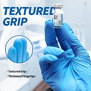 Basic Vinyl Exam Gloves, Powder Free,Latex Free, Non-Sterile for Cleaning, Food Service and All Purposes Disposable Gloves BMPF3003 Box of 100Pcs (Large, Blue)