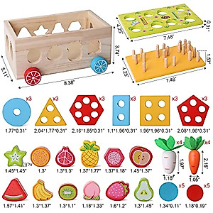 BEAUAM Toddlers Montessori Educational Toys for Boys 2 3 4 Year Old Girls, Wood Shape Classification Toys for Gifts for Children 2-4, Wood Preschool Carrot Harvest Game
