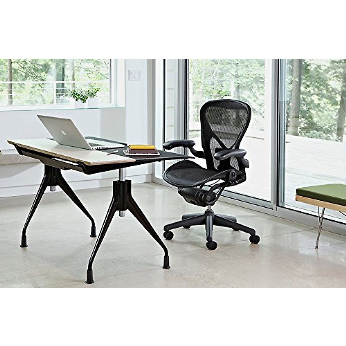 Herman Miller Aeron Tilt Limiter Task Chair, Adjustable Vinyl Arms, Graphite Frame / Carbon Classic Pellicle, Size B (Medium)