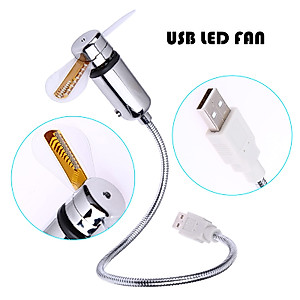 [New] USB LED Clock Fan with Temperature, Mobile USB Real Time Fan Fahrenheit and Celsius Display Portable Cooling Mini USB Quiet Gooseneck Fan for Office, Home & Travel (TC)