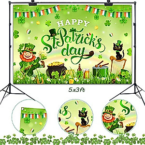 Happy St. Patrick's Day Banner - Irish Clover Yard Sign St. Patrick's Day Photo Background Decoration for St. Patrick's Day Party Decoration Supplies (Background)