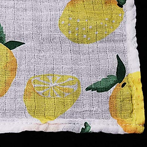 Baby Swaddle Blanket Unisex Boys Girls Cotton Muslin Swaddling Blanket Nursing Cover & Burping Cloth - Lemon