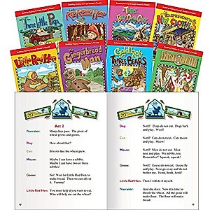 Teacher Created Materials - Reader's Theater: Folk & Fairy Tales English - 8 Book Set - Grades K-1 - Guided Reading Level E - J