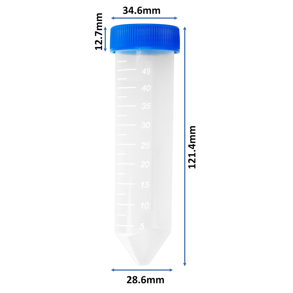 50 ml Conical Centrifuge Tube with Conical Bottom, Leakproof Screw Caps, up to 12000xg, Polypropylene (PP) (Pack of 25)