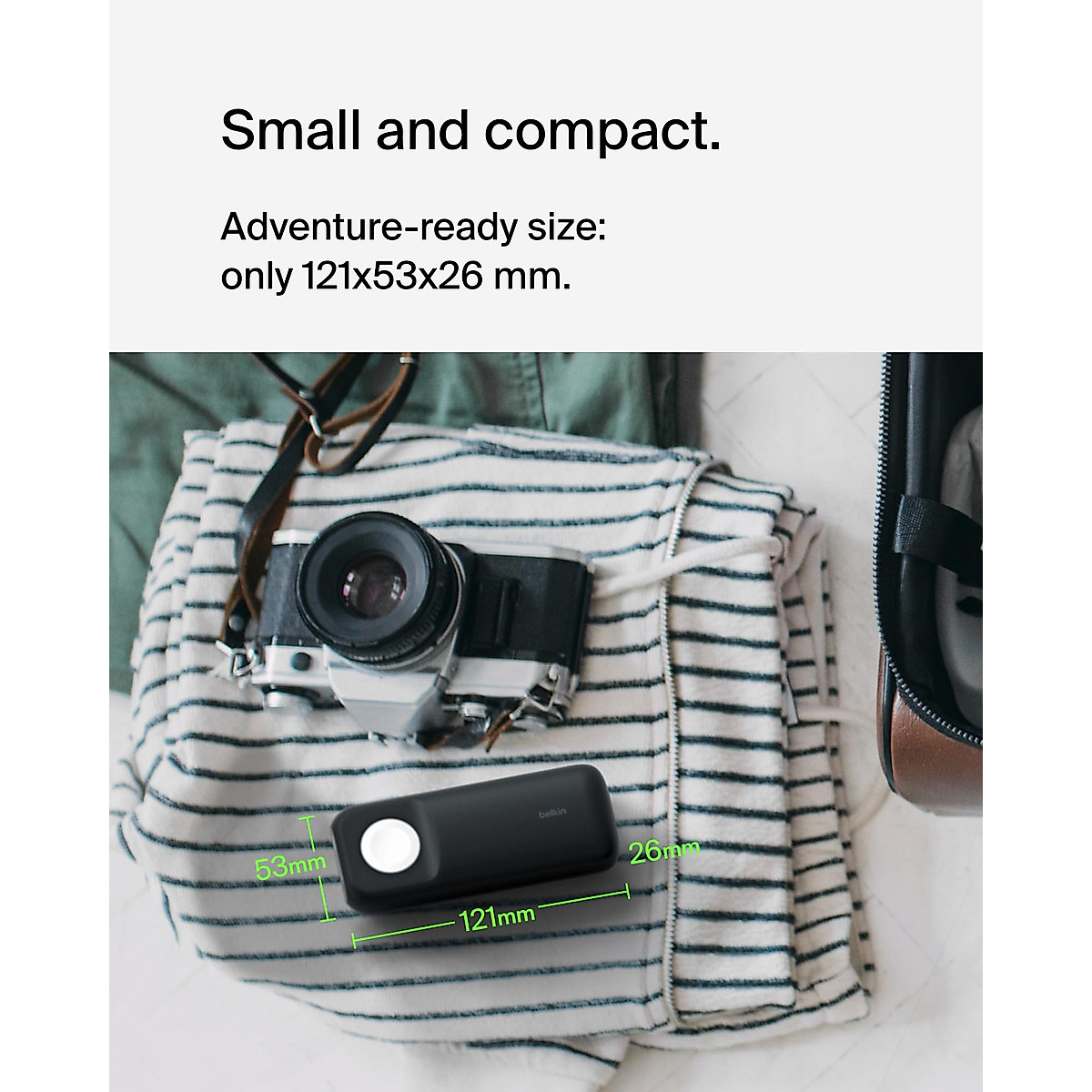 Belkin Wireless Charger Apple Watch Power Bank 10K with 12-inch USB-C to USB-C Cable, 33% Faster Charging - Simultaneous Charging for Apple Watch Series 9, iPhone 15, and More - 20W USB-C PD - Black