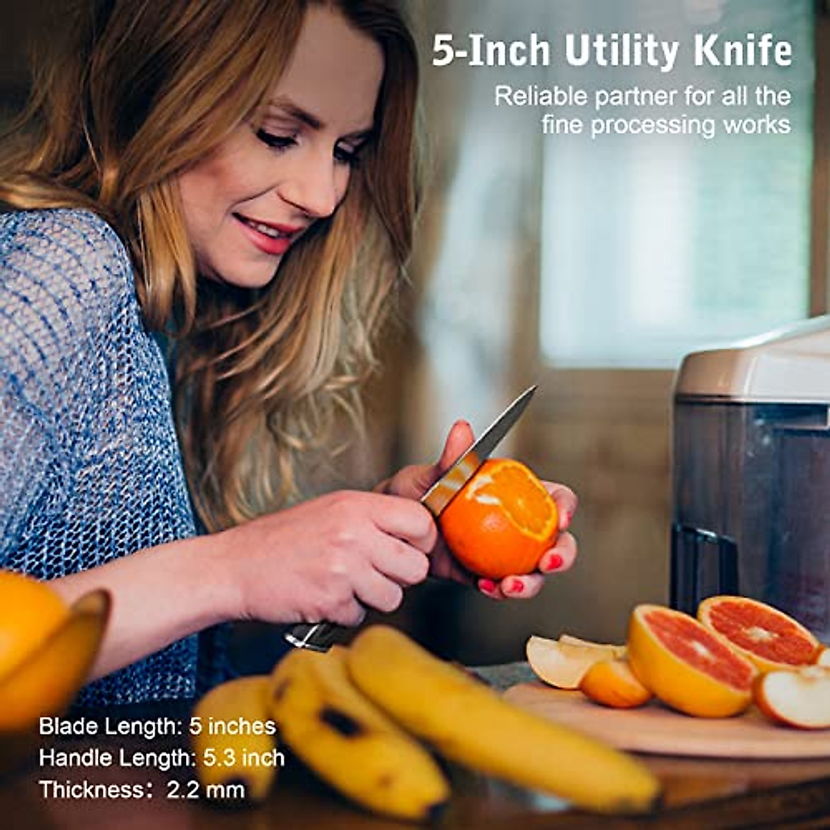 Kitchen Knife, Chef Knife Set - 8 Inch Chef Knife & 8 Inch Bread Knife & 5 Inch Paring Knife, German Stainless Steel Sharp Cooking Knife, Ergonomic Wooden Handle Knives Sets with Gift Box