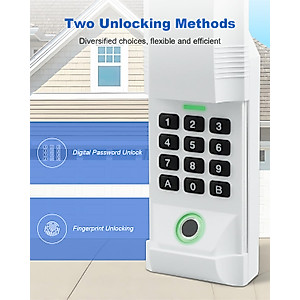Universal Fingerprint Garage Door Keypad Fit for Liftmaster Chamberlain Craftsman Opener Unlock with Fingerprint Control Multiple Doors Replace 877max G940EV-P2 877Lm Wireless Keyless White