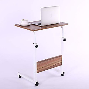 Fancasa Laptop Cart 23.6" Mobile Table Movable Portable Adjustable Notebook Computer Stand with Wheels (Teak)