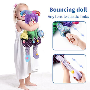 GARUNK 37.4" Plush Clown Doll - Baby Girl Birthday Gift - Cute Stuffed Toy with Retractable Arms & Legs, Purple