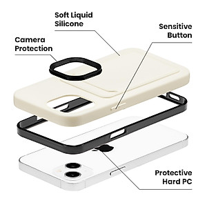 ZCDAYE for iPhone 13 Soft Silicone Case with Card Holder, Silky Touch Camera Protection Credit Card Slot Case, Slim Protective Phone Wallet Cover for iPhone 13(6.1 inch), White