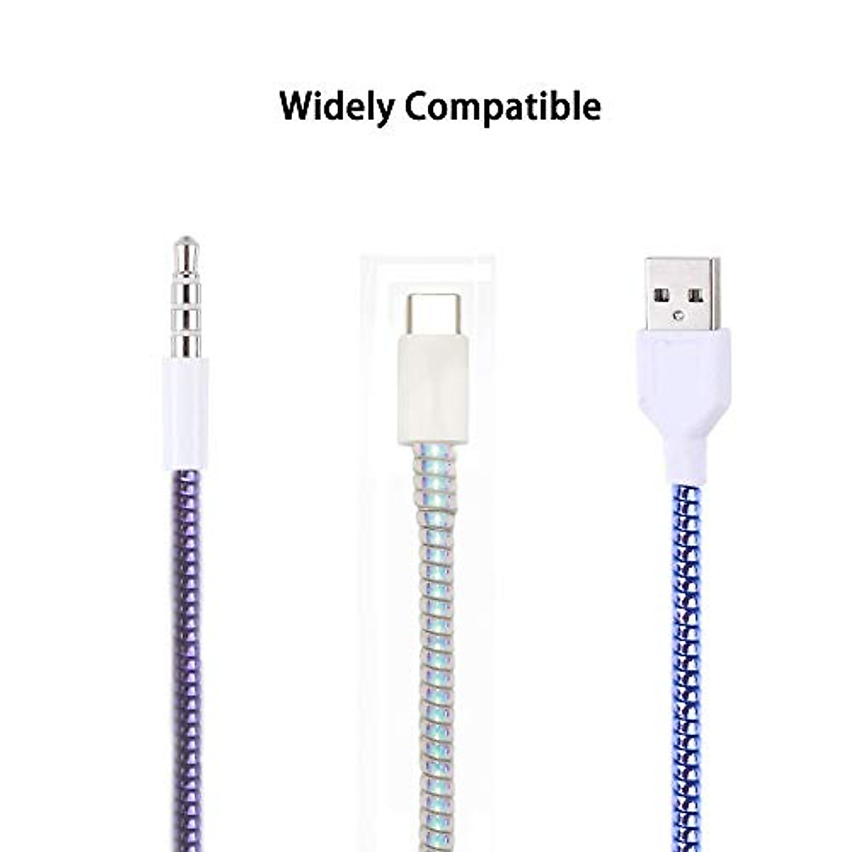 Cable Protector Animal Proof Wire Repair, Cord Protector for Pets Headphone Saver Spiral Cable Wrap Strain Relief, Cord Sleeve for Phone Cable USB Date Cable, 60 inches, 2 pcs, Silver-Red-Blue