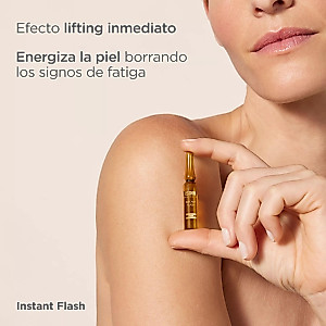 ISDIN Isdinceutics Instant Flash Firming and Lifting Serum for Face with Antioxidants and Hyaluronic Acid - 5 ampoules, 0.06FL OZ x 5