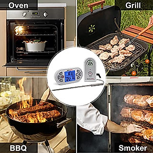 ThermoPro TP21 Wireless Meat Thermometer for Grilling and Smoking, BBQ Thermometer for Cooking, Food Grill Thermometer with 8.5' Meat Probe, Smoker Thermometer with Alert & Timer, LCD Backlit Screen