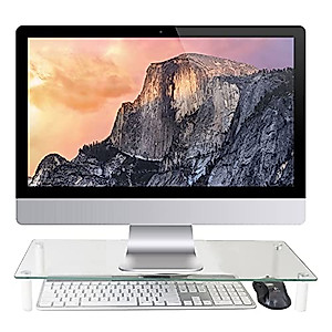 Kantek Glass Monitor Riser, 22" X 8.25" X 3.25", Clear, Supports 40 Lbs