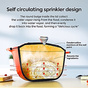 HUABANG Enameled Cast Iron Dutch Oven with Lid,Cast Iron Pot, Diameter Suitable For All Kinds of Cookware and Induction Cooker,Dishwasher,Suitable for Making Food (4.3 Quart, Cerise Round)