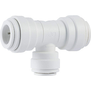 John Guest Speedfit 3/8 Inch x 3/8 Inch x 1/4 Inch OD Reducing Tee, Push to Connect Plastic Plumbing Fitting, PP30121208WP