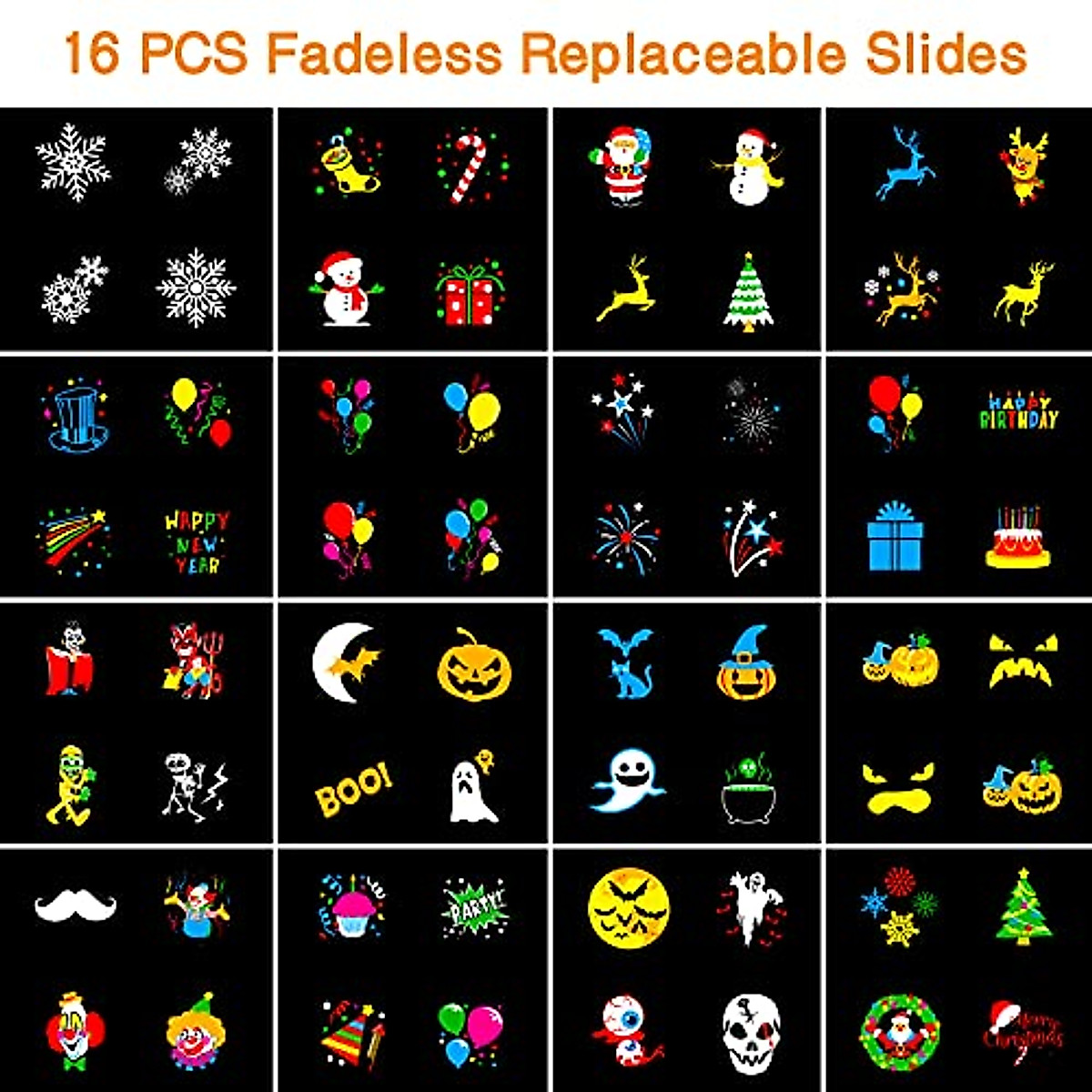 Christmas Projector Lights Outdoor, MOSSNDAR Waterproof Snowflake Projector with 64 HD Cartoons, Light Projector with Remote Control for Christmas Decorations Multiple Holidays Party Garden Landscape