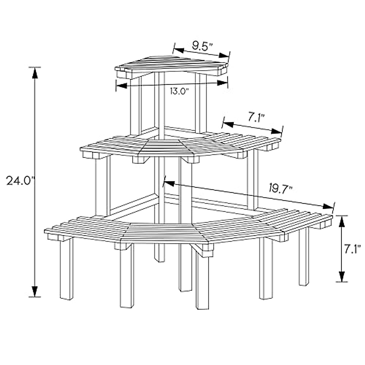 MoNiBloom 3 Tier Corner Stair Plant Stand, Bamboo Quarter Round Plant Display Holder Stair-Step Shelf Multifunctional Plant Support for Indoor Outdoor, White