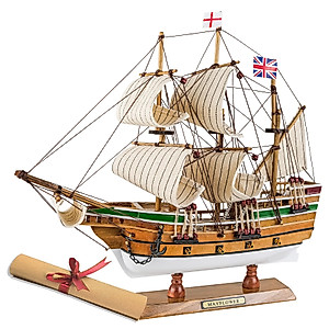 SAILINGSTORY Wooden Model Ship Mayflower 1/100 Scale Replica Sailing Ship Model Sailboat Decor