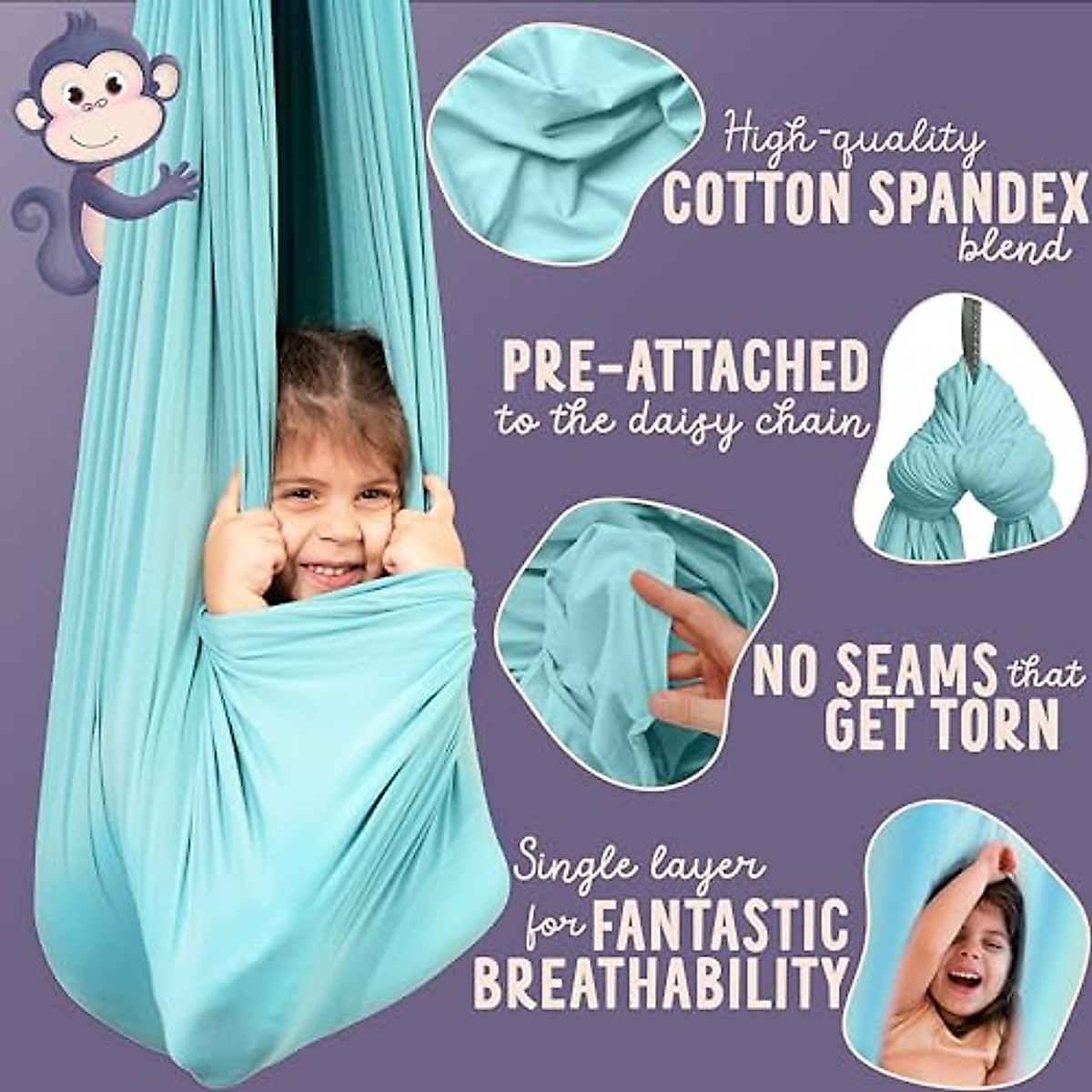 Moonkee Sensory Swing for Kids Indoor - Calming and Relaxing Hug Effect Therapy Swing for ADHD, Anxiety, Autism Swing - OT Approved and Safety Tested - Outdoor Sensory Joy Swing for Kids and Adults