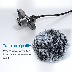 Cubilux Wind Muff (Dead cat) for Lavalier Lapel Microphone, Outdoor Furry Windscreen, Windshield, Windjammer for Mini MIC, 6-Pack