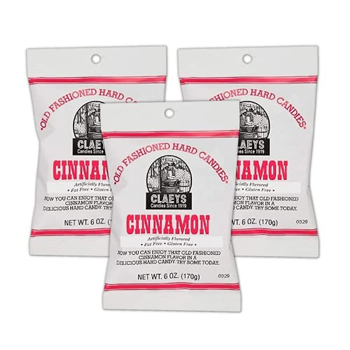Cinnamon Hard Candy Bundle. Includes Three-6 Oz Bags of Claeys Old Fashioned Cinnamon Candy. Claeys Old Fashioned Hard Candy is Fat Free! Comes With a BELLATAVO Fridge Magnet!