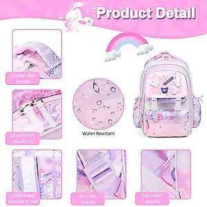 Robhomily Unicorn Sequins Girls Backpack with Lunch Box Set for Elementary School,17” Sparkly Bling School Backpack for Girls with Lunch Bags Set