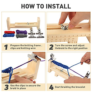 JIANWEI Wooden Jig Bracelet Maker, Paracord Jig Tool, Bracelet Braiding Tool with 4 Rolls Paracord and 4 Buckles, Hand Knitting Kit for Weaving DIY Craft(Wood)