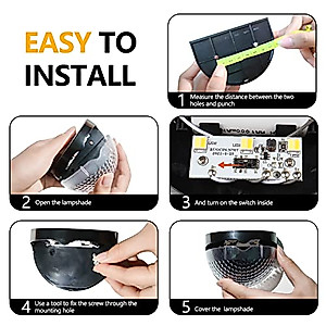 Howeifull Solar Outdoor Fence Lights, Waterproof Solar Powered Deck Lights, 4 Pack Solar Garden Lights for Steps Pathway Patio Backyard, Warm White/Cool White 2 Lighting Modes (Black)