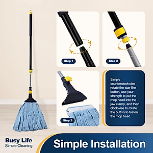 Yocada Looped-End Microfiber Cloth Mop Replacement Head Refill Heavy Duty Microfiber Commercial Industrial Grade Floor Cleaning 3PCS